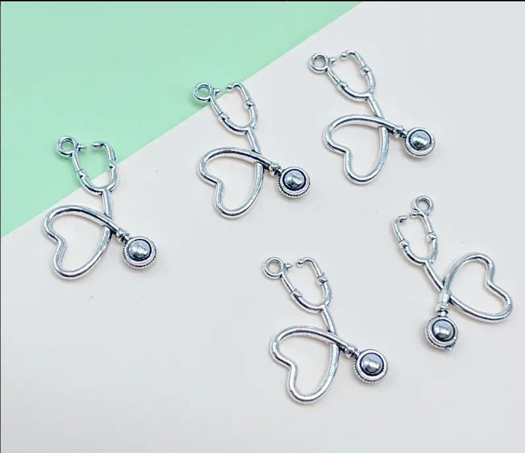 10 Silver Color Cute Doctor Stethoscope Charms Pendants. 26mmx13mm ...