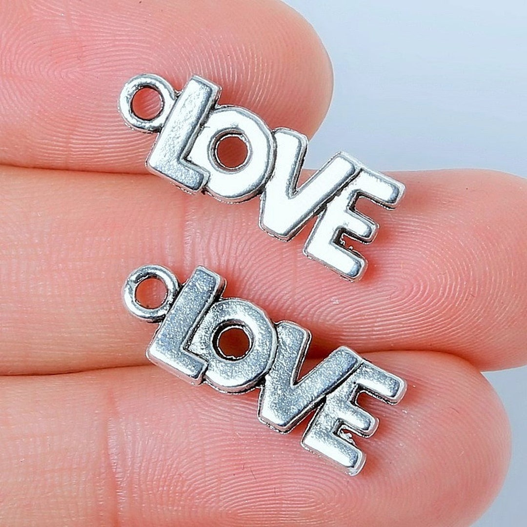 10x Antique Silver Word Love Charms Pendants 22mm X8mm - BA147 - Etsy
