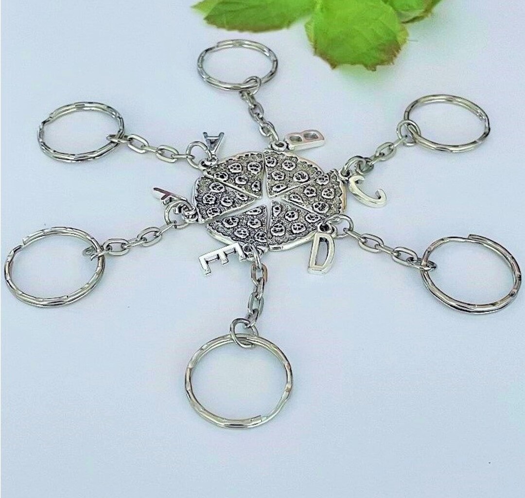 SALE Set of 6 Pizza Keychains, Initial Keychains, Friendship Keychains ...
