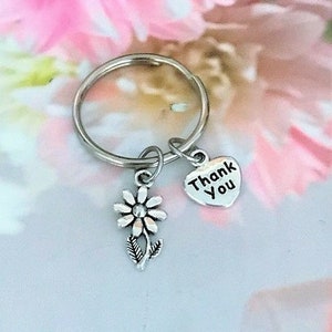 SALE - Tiny Heart Thank You Keychain, Sun Flower Keychain, Thank You ...