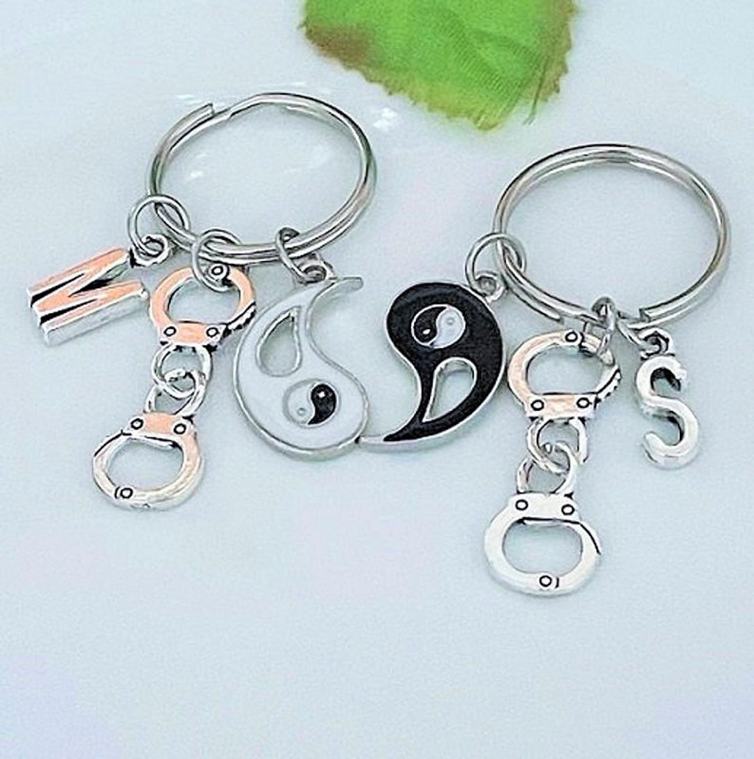 SALE - Set of 2 Yin Yang Keychains, Handcuff Keychains, Initial ...