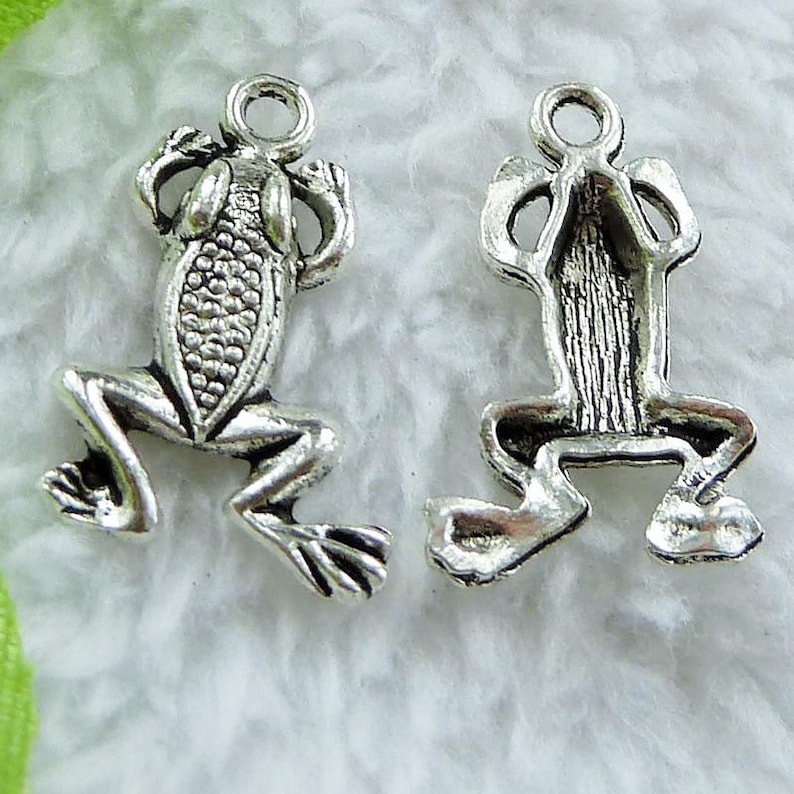 10 Antique Silver Frog Charms Pendants 21 X 13mm BA117 - Etsy