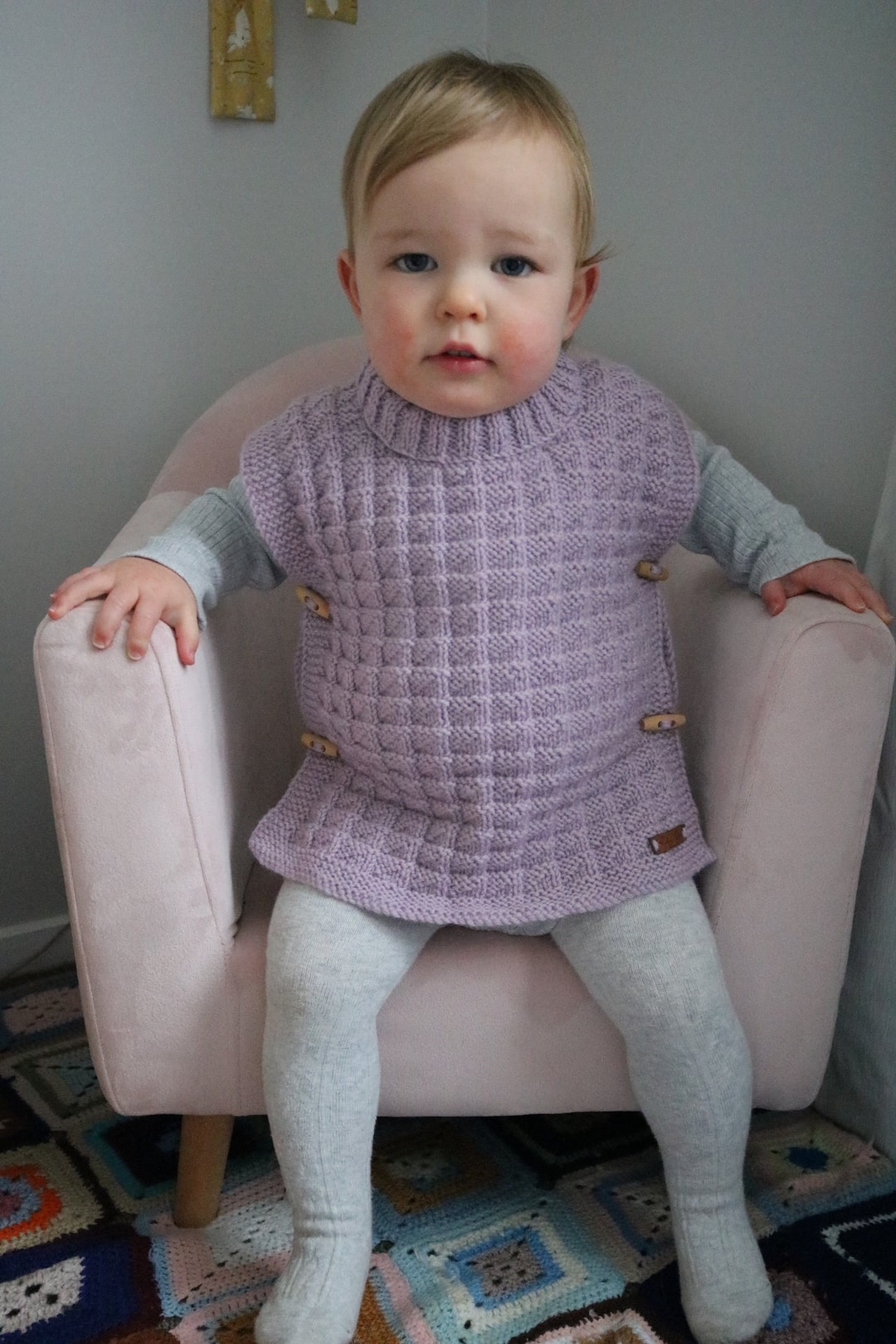 Girls Woollen Pink Poncho, Pink Tunic Top (hand Knitted) - Etsy