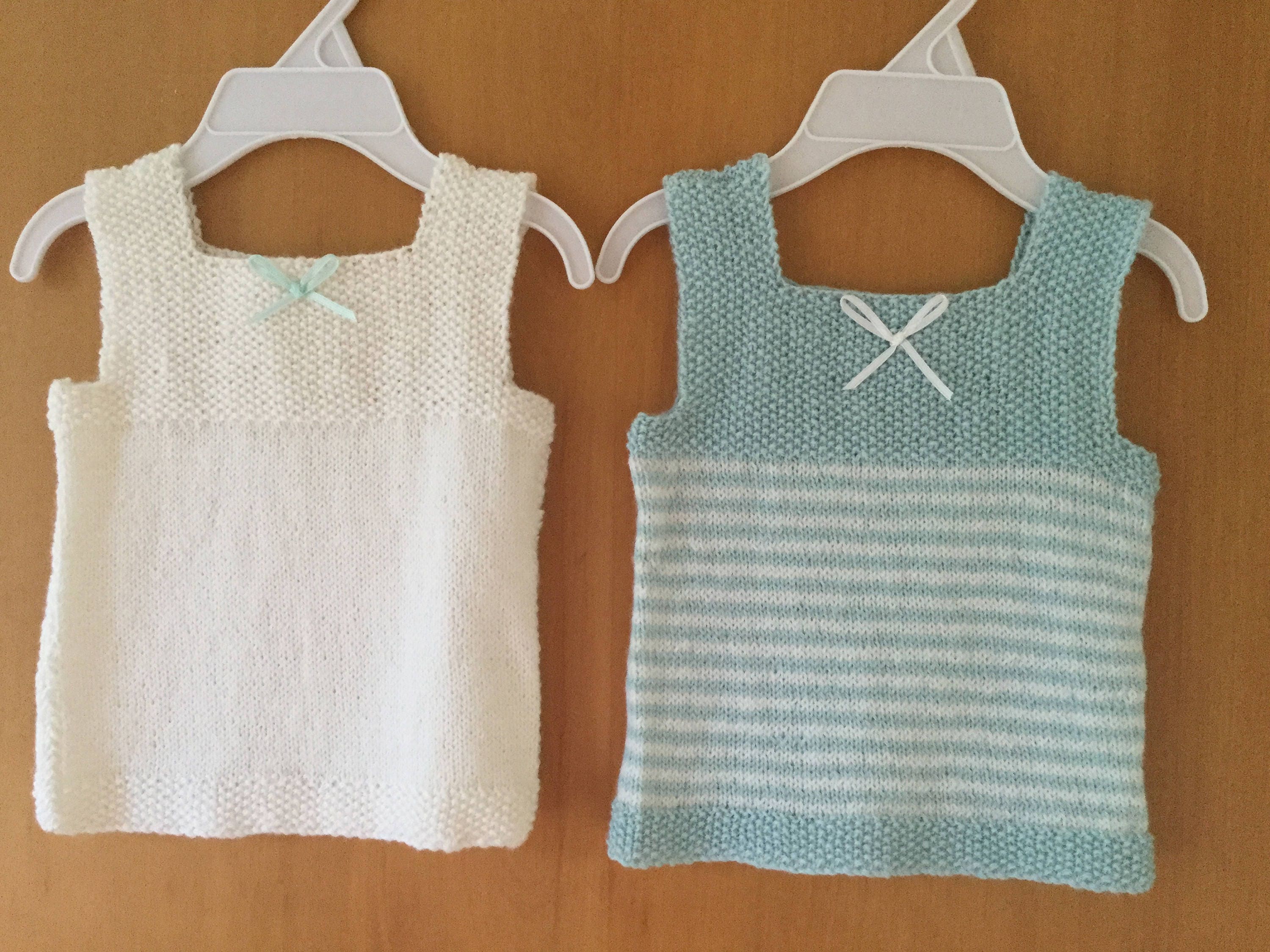 Merino Baby Singlet/baby Vest Hand Knitted Set of 2 - Etsy