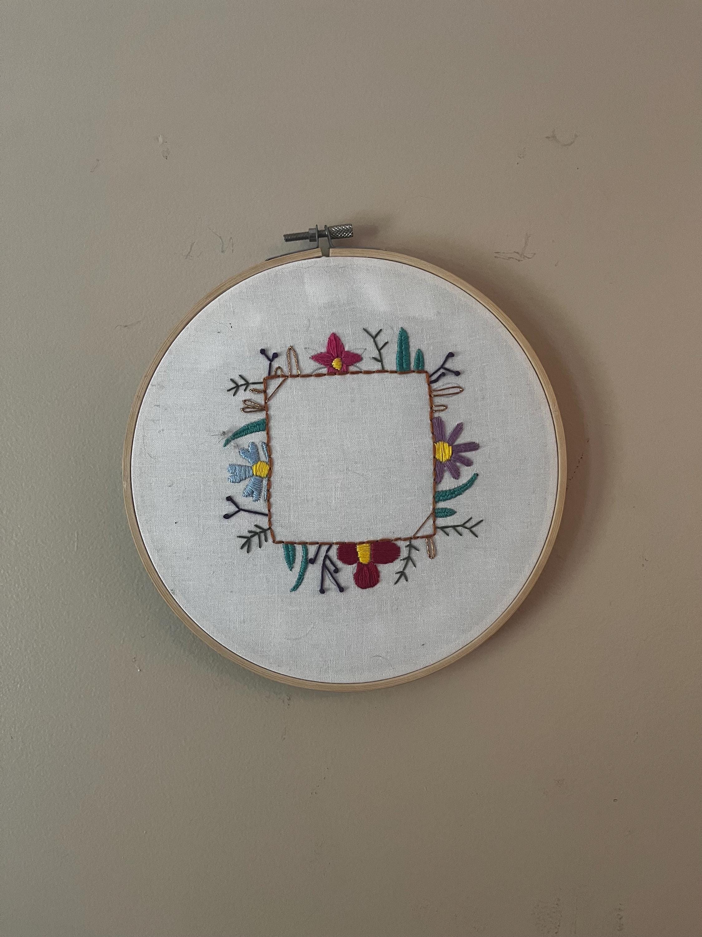 Floral Embroidery Picture Frame in 8” Wooden Embroidery Hoop, Fits ...