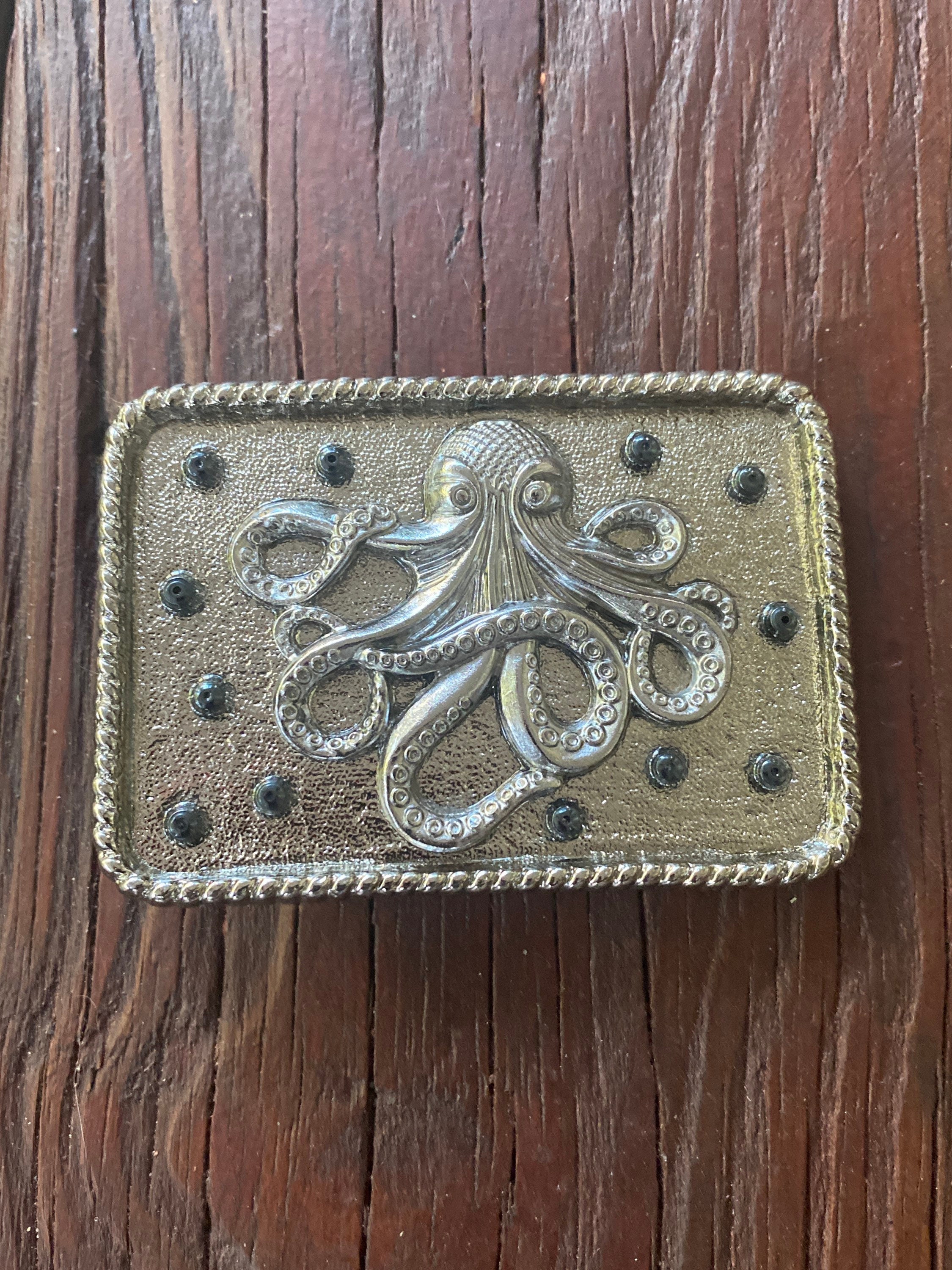 Octopus belt buckle mens belt buckle silver octopus black | Etsy