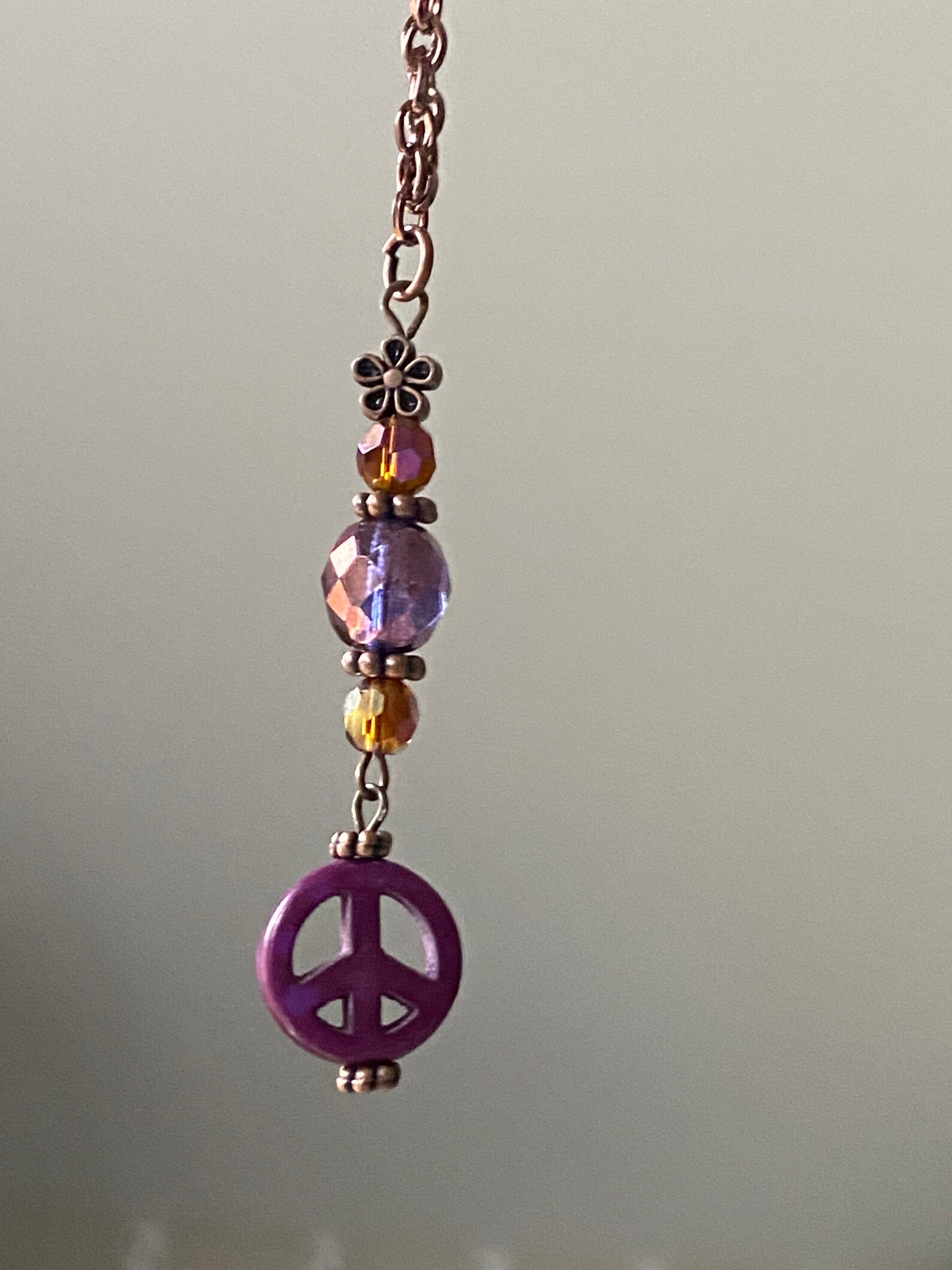 Rear view mirror car charm peace sign car charm hippie chic | Etsy