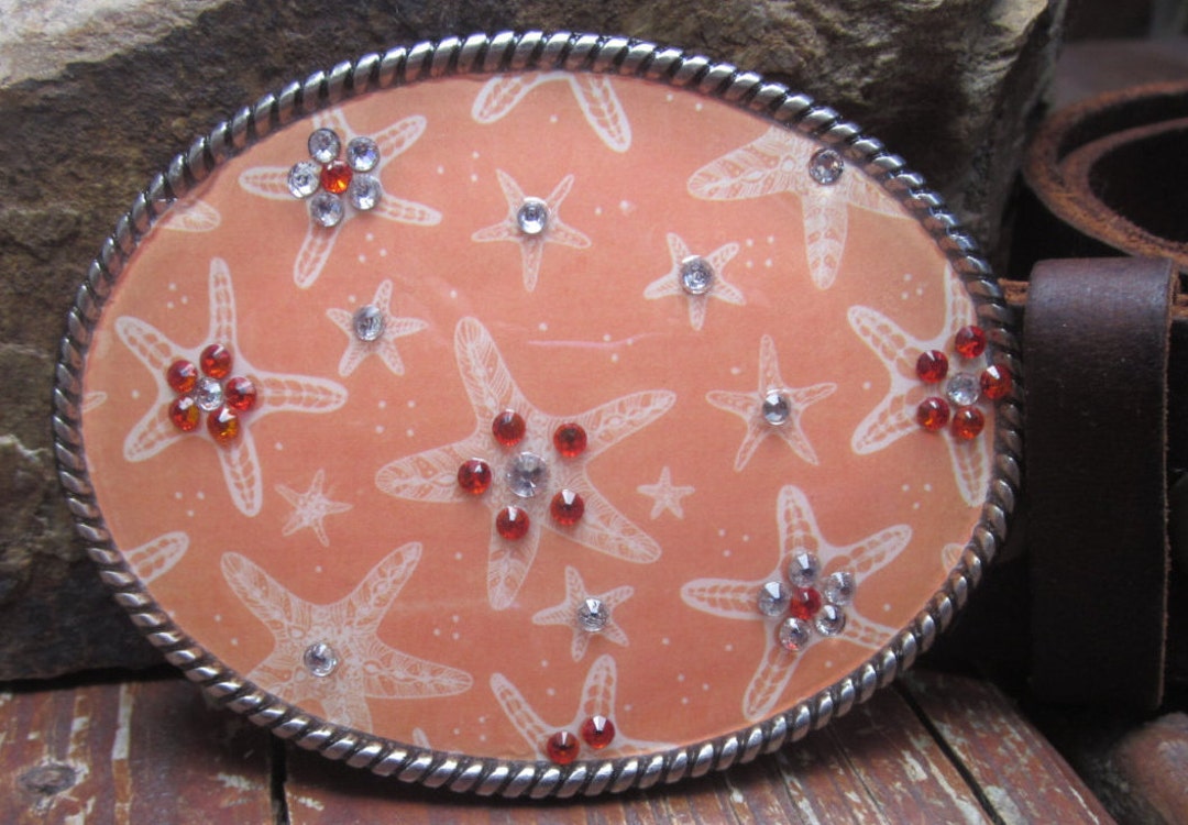 Belt Buckle Starfish Belt Buckle Crystal Belt Buckle Caribbean Belt ...