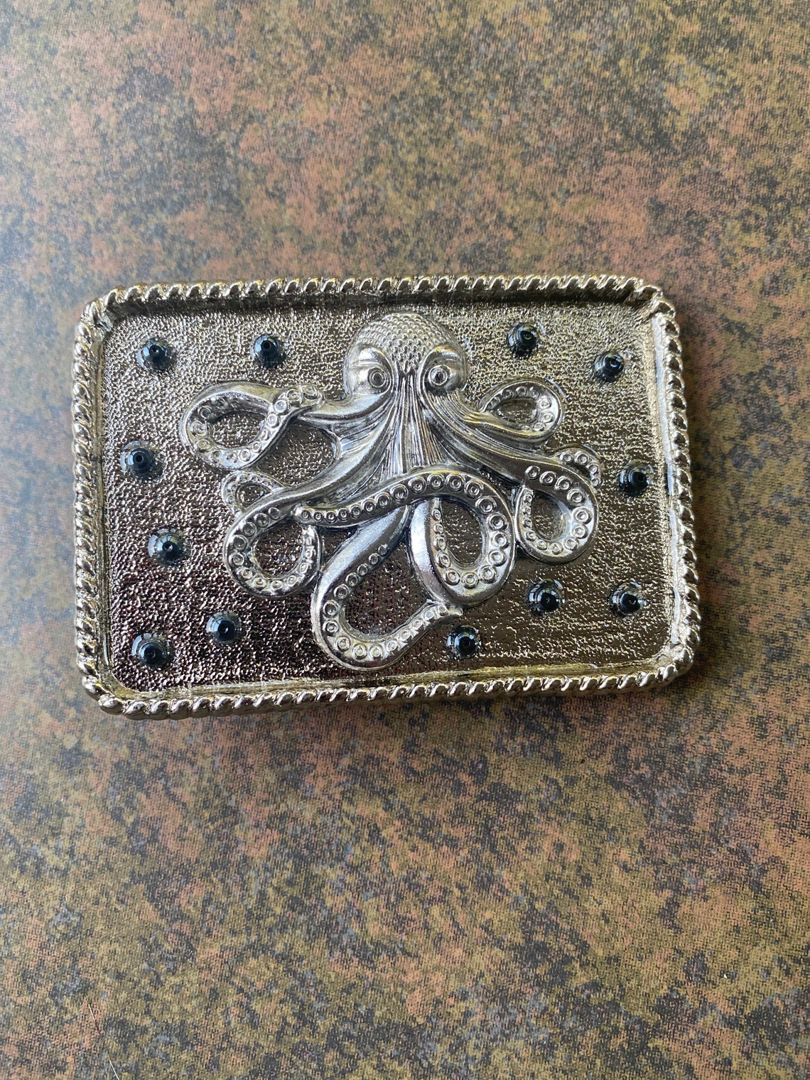 Silver Octopus Belt Buckle: Rope Edge, Sea Life Design - Etsy