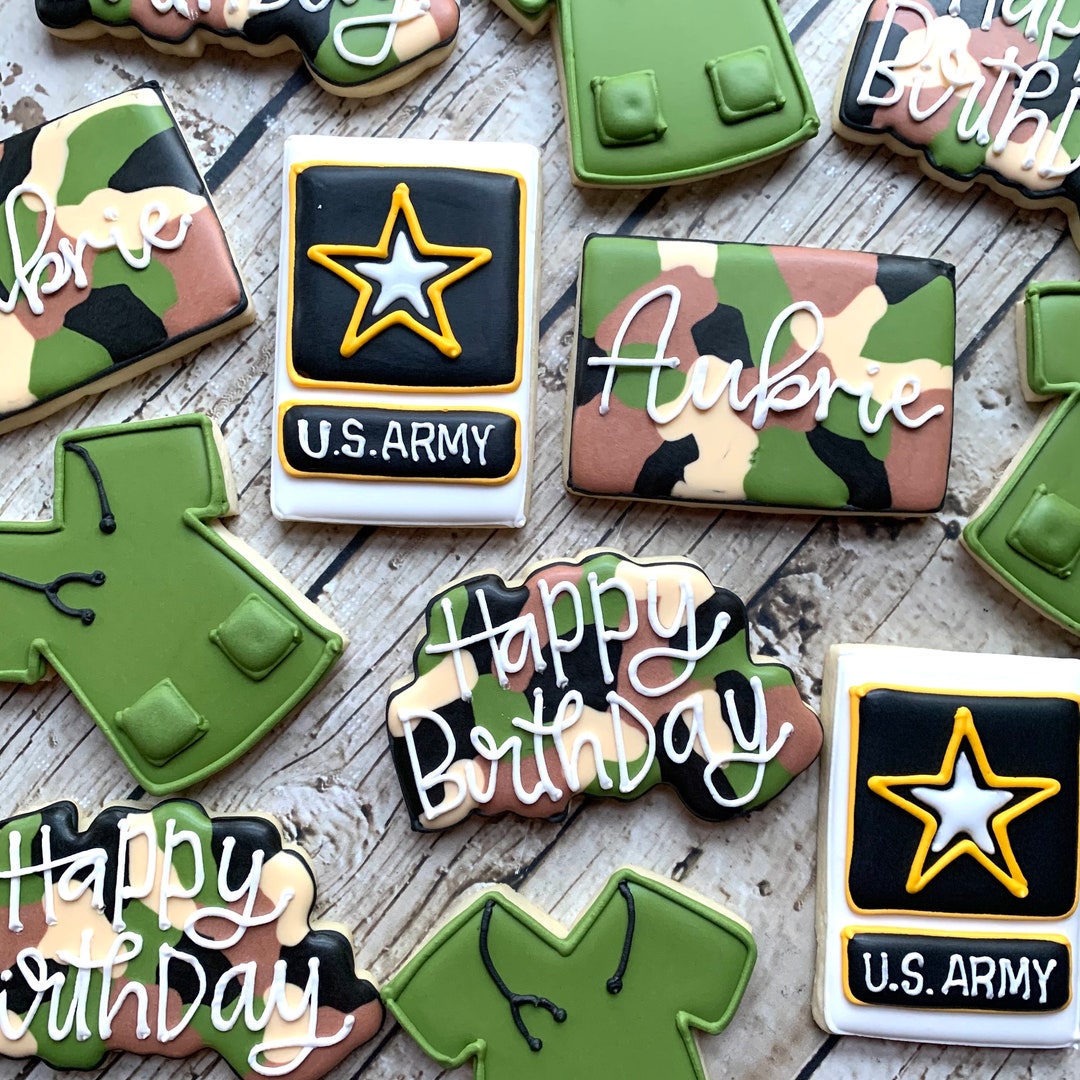 Army Birthday Cookies | Soldier Birthday Cookies | One Dozen - Etsy