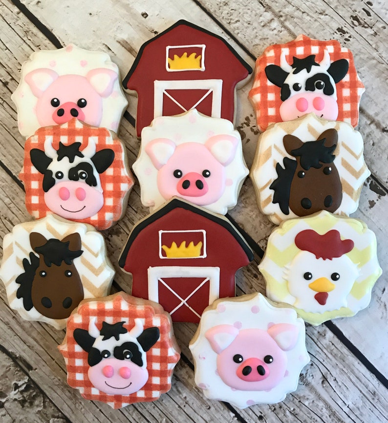 Barnyard Animal Cookies | One Dozen - Etsy