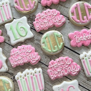 Birthday Cookies | Sweet 16 Cookies | One Dozen - Etsy