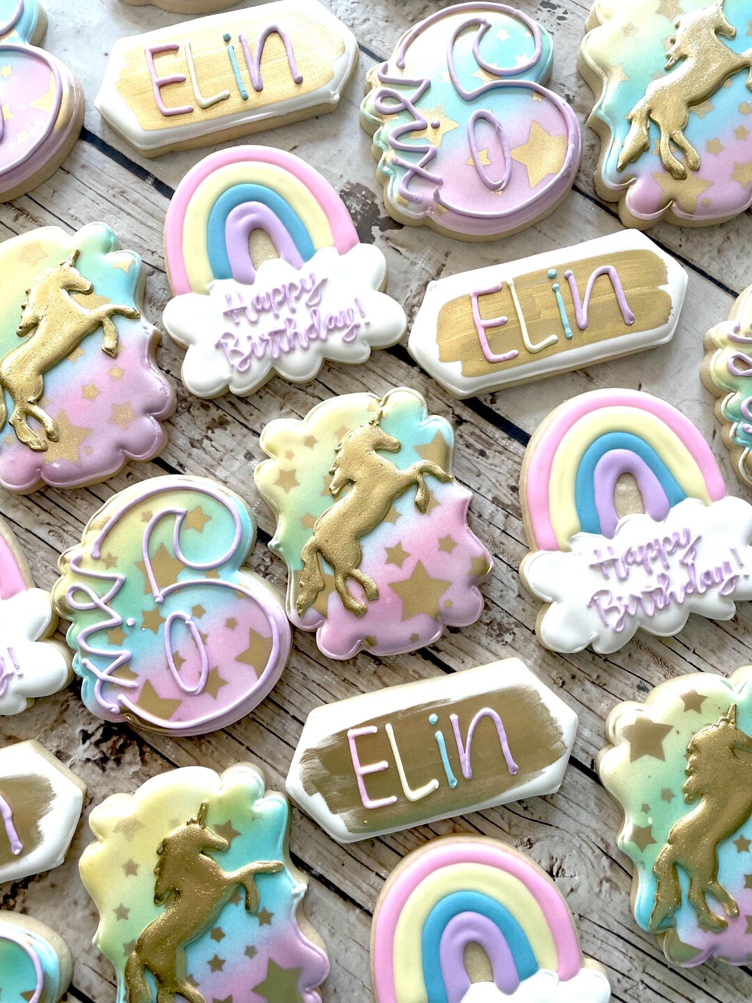 Unicorn Rainbow Cookies | Personalized Unicorn Birthday Cookies ...