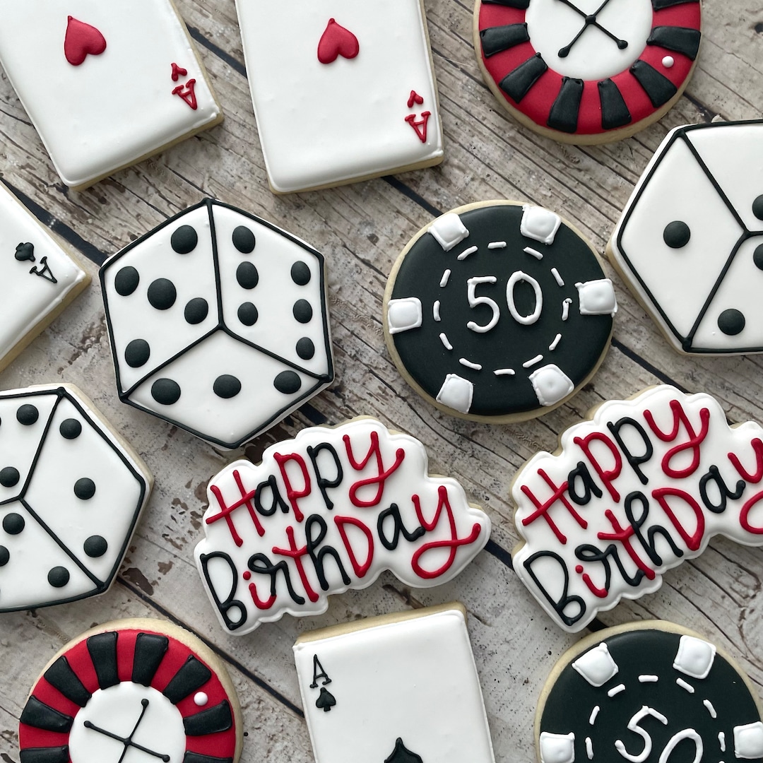 Poker Birthday Cookies | Birthday Gift for Him | One Dozen - Etsy