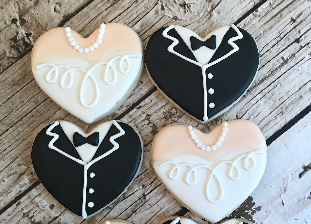 Wedding Cookies | Bride and Groom Cookies | Tuxedo and Gown Cookies ...