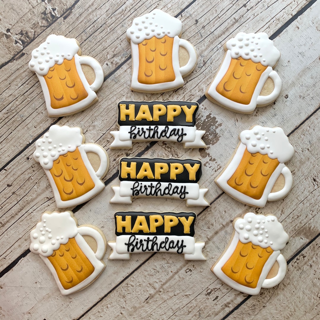 Beer Birthday Cookies | Beer Cookies | Birthday Gift | Birthday Gift ...