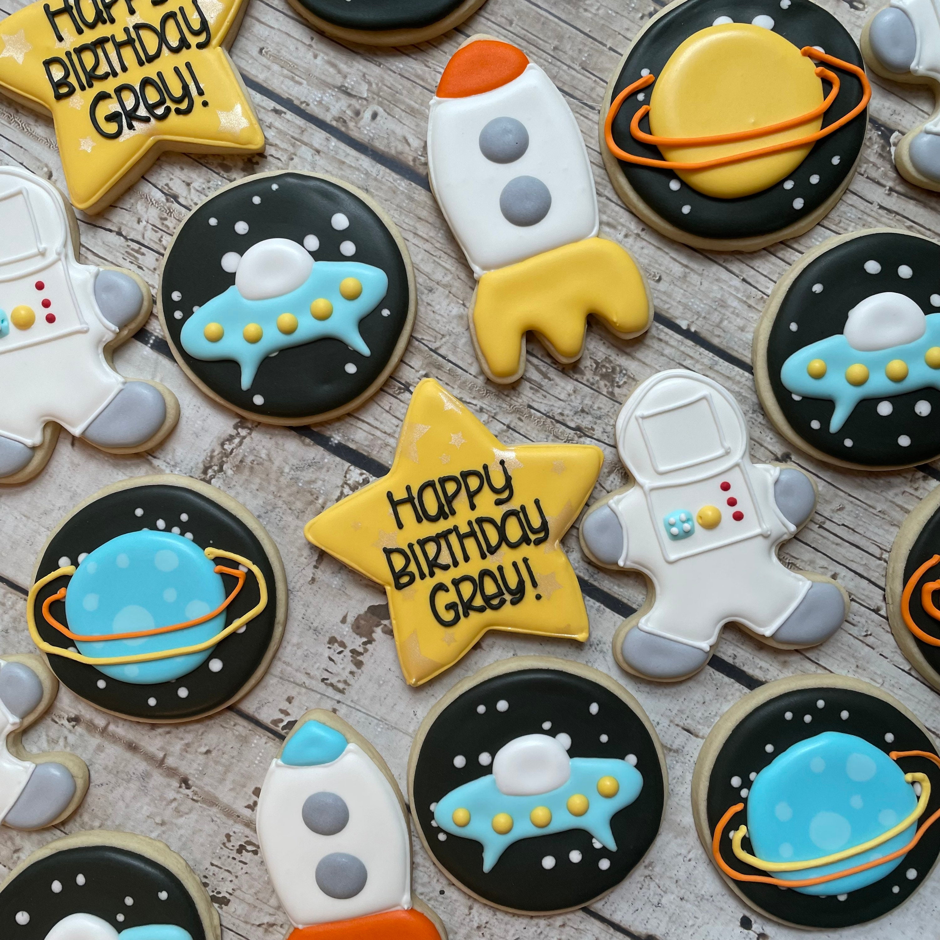 Outer Space Birthday Cookies | Personalized Galaxy Cookies | Custom ...