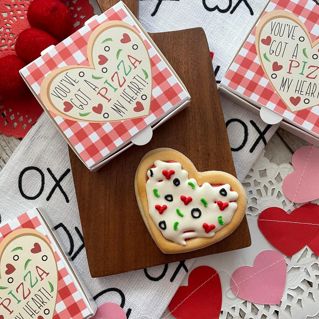 Two Pizza Cookies in Boxes | Valentine's Day Cookie Gift | Valentine's ...