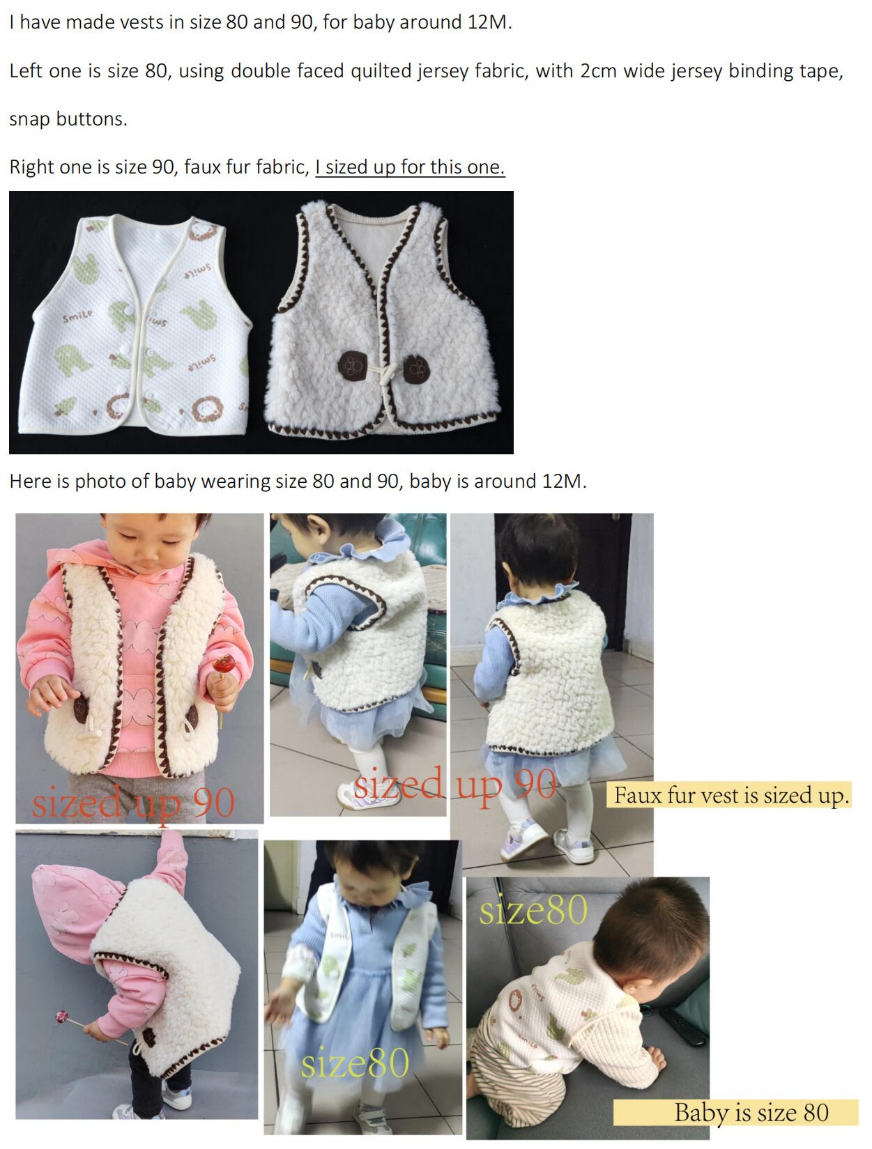 Kids Vest 103_PDF Sewing Pattern for Baby/girls/boys_size73-160/age6m ...