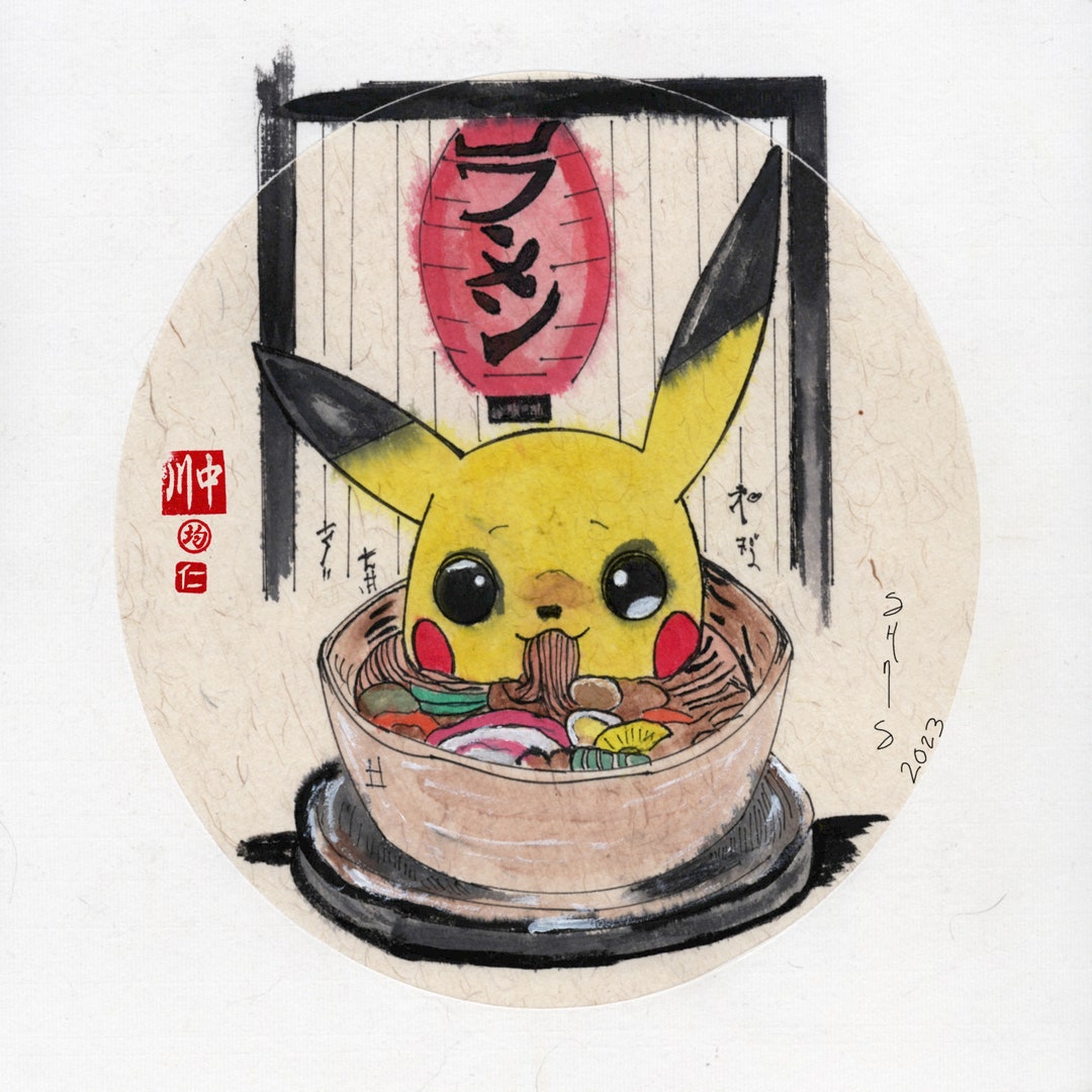 Pika Bowl fan Art Art Print of Original Painting by C. Hitoshi - Etsy