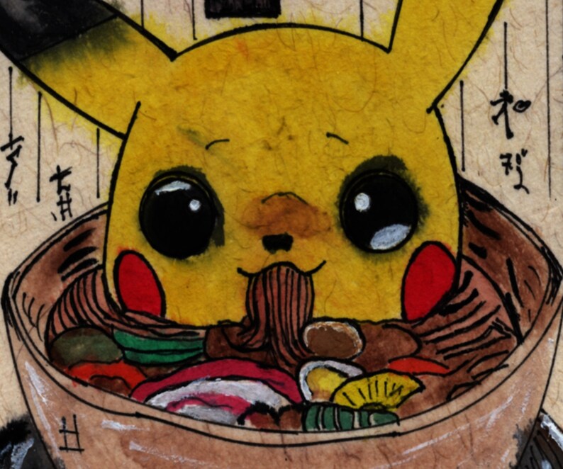 Pika Bowl fan Art Art Print of Original Painting by C. Hitoshi - Etsy