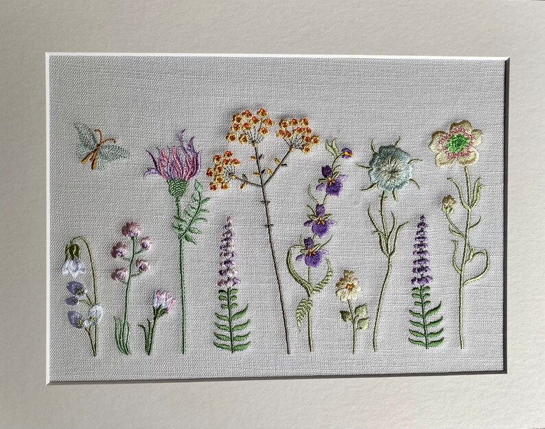 Beautiful Flower Meadow Machine Embroidery Picture - Etsy
