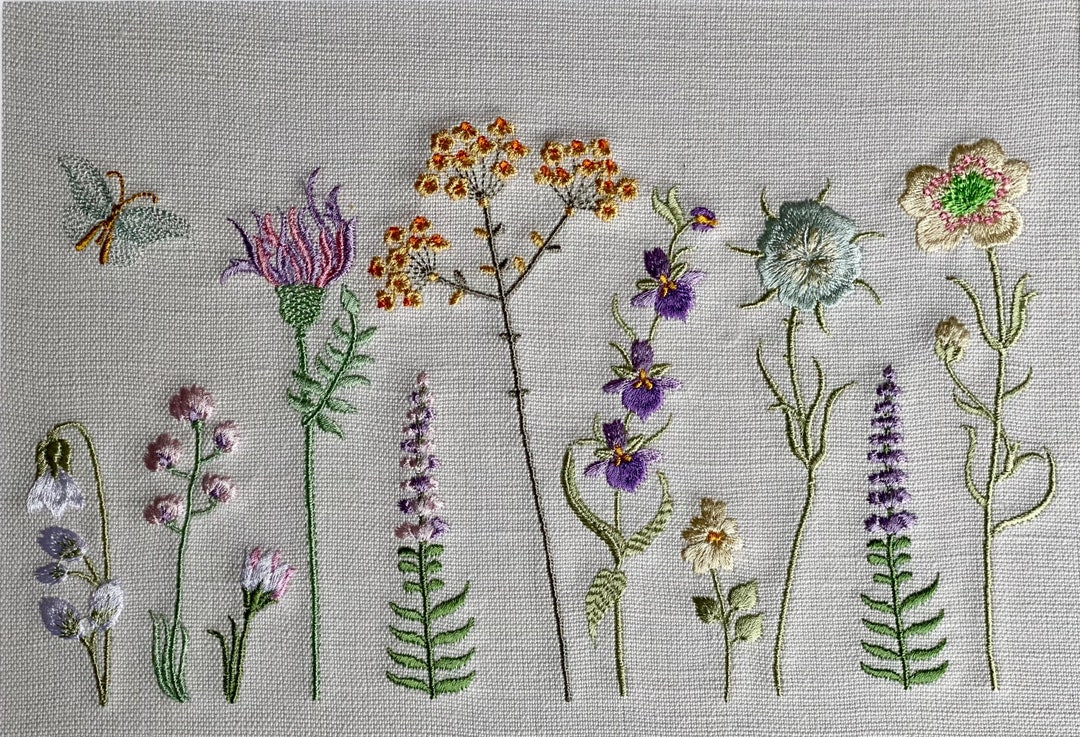 Beautiful Flower Meadow Machine Embroidery Picture - Etsy