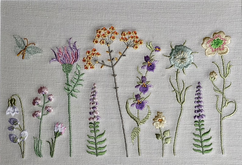 Beautiful Flower Meadow Machine Embroidery Picture - Etsy