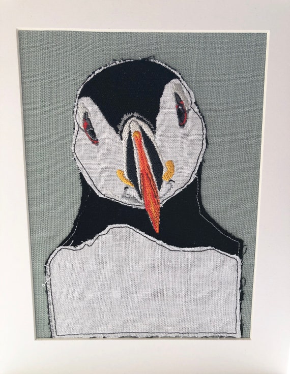 Beautiful Puffin Machine Embroidery Picture | Etsy