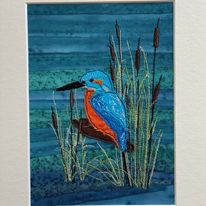 Beautiful Raw Edge Appliqué Kingfisher Machine Embroidery Picture - Etsy