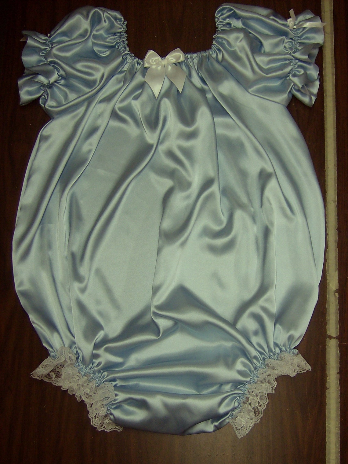 Adult Sissy Baby Satin Bubble Romper Onesie Pull up Style Diaper Cover ...