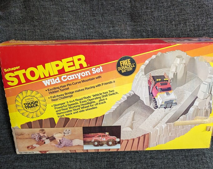 Vintage Schaper Stomper Wild Canyon Set 1983 4x4 Road Rod Playset Track ...