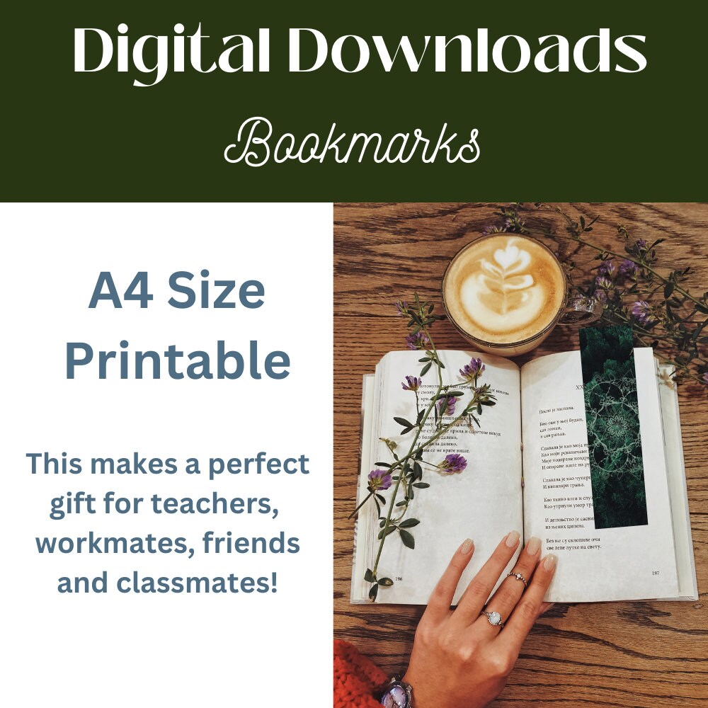 Watercolor Art Bookmark Digital Download Bookmark Sheet PNG Bookmark ...