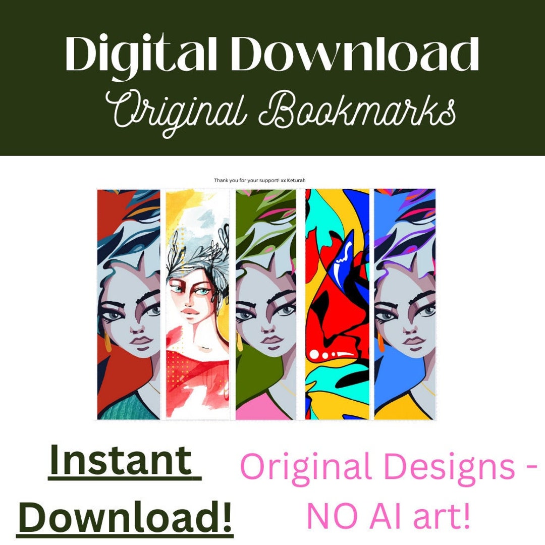 5 Printable Bookmarks Digital Download Bookmark Sheet PNG - Etsy