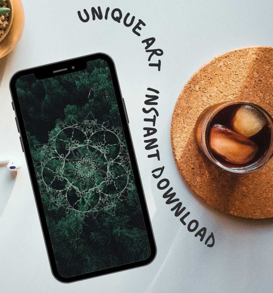 Boho Forestcore Phone Lock Screen Wallpaper Original Art Wallpaper for ...