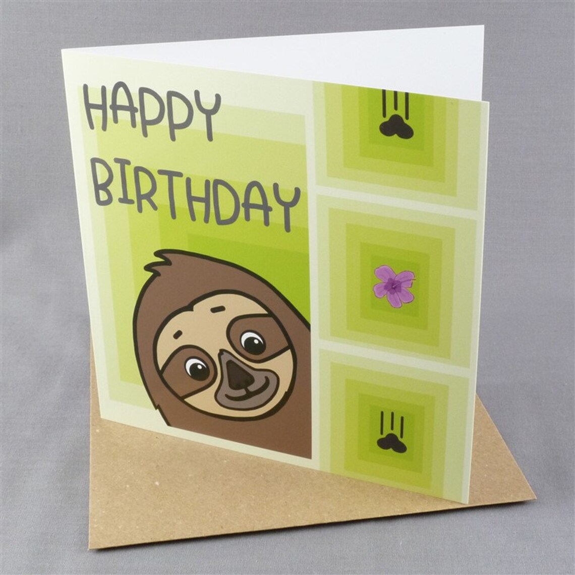 Happy Birthday Card Sloth A Personalised Message Can Be Added Inside - Etsy