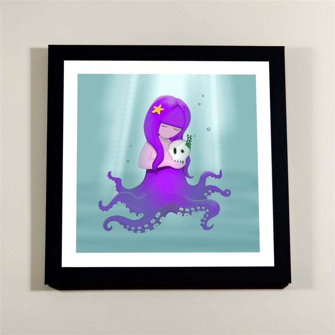 Fantasy Art Mermaid Octopus Square Print Poster 40 X 40cm Drawing ...