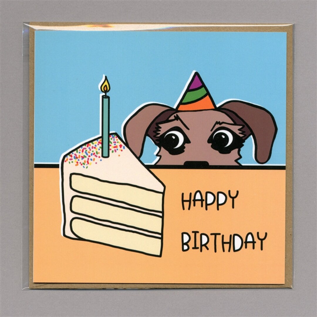 Funny Scruffy Dog Birthday Card: Cartoon Cake - UK Standard Letter - Etsy