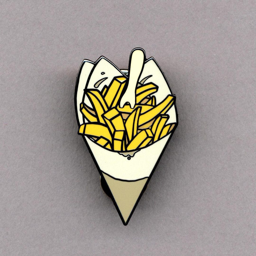 Enamel Pin Badge Cone of Chips - Lapel Pin, Pin Badge Bag of Chip Shop ...