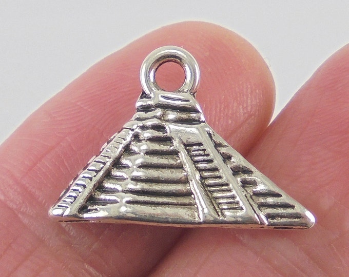 5 Pyramid of the Sun, Mayan Pyramid Charms, 21x15x5mm, Antique Silver ...