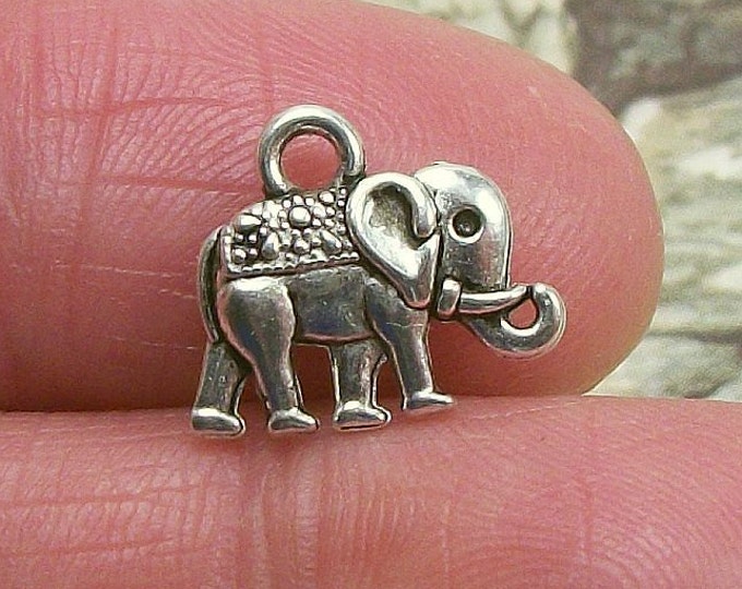 10 Elephant Charms, 13x12mm, Antique Silver Finish - Etsy