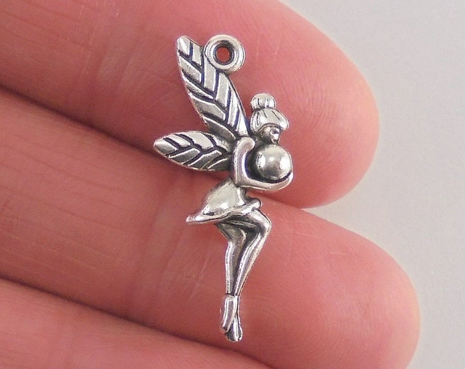 8 Fairy With Sphere Charms, 25x12mm, Antique Silver Finish - Etsy