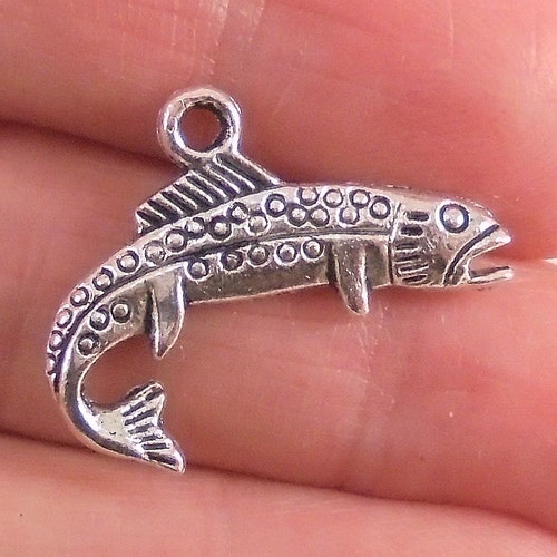 20pcs Fish Charms Bass or Trout Charm Antique Silver Tone - Etsy