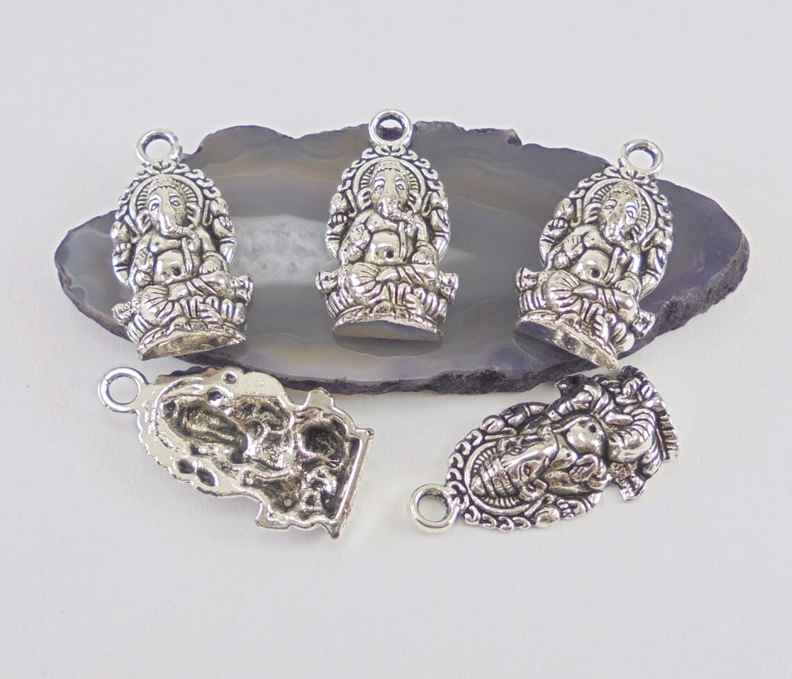 5 Ganesh or Ganesha Charms 27x14mm Antique Silver Finish - Etsy