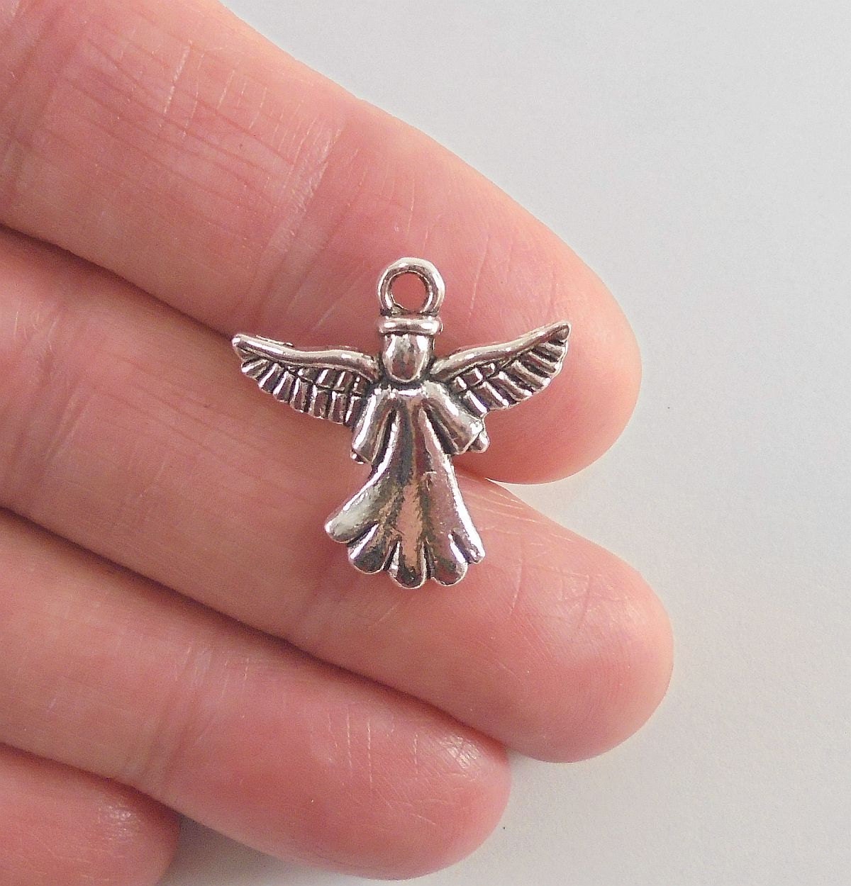 8 Angel Charms 21x20mm Antique Silver Finish - Etsy Canada