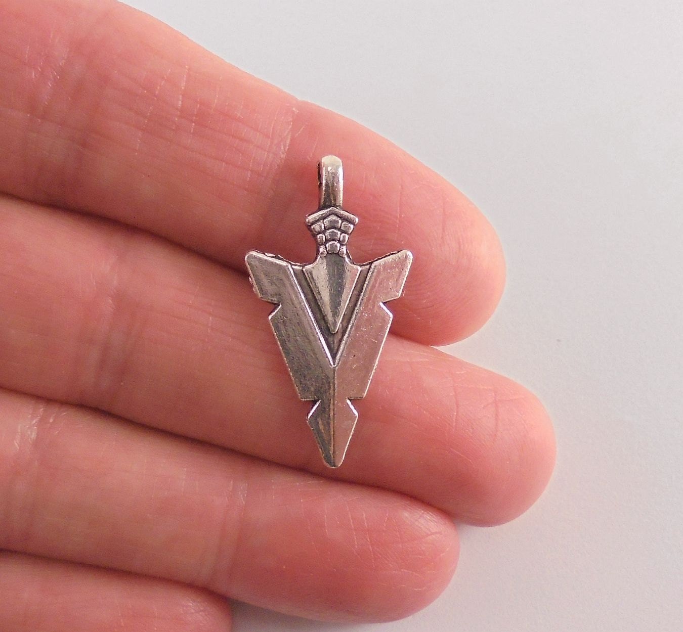 6 Arrowhead Charms 31x16mm Antique Silver Finish | Etsy