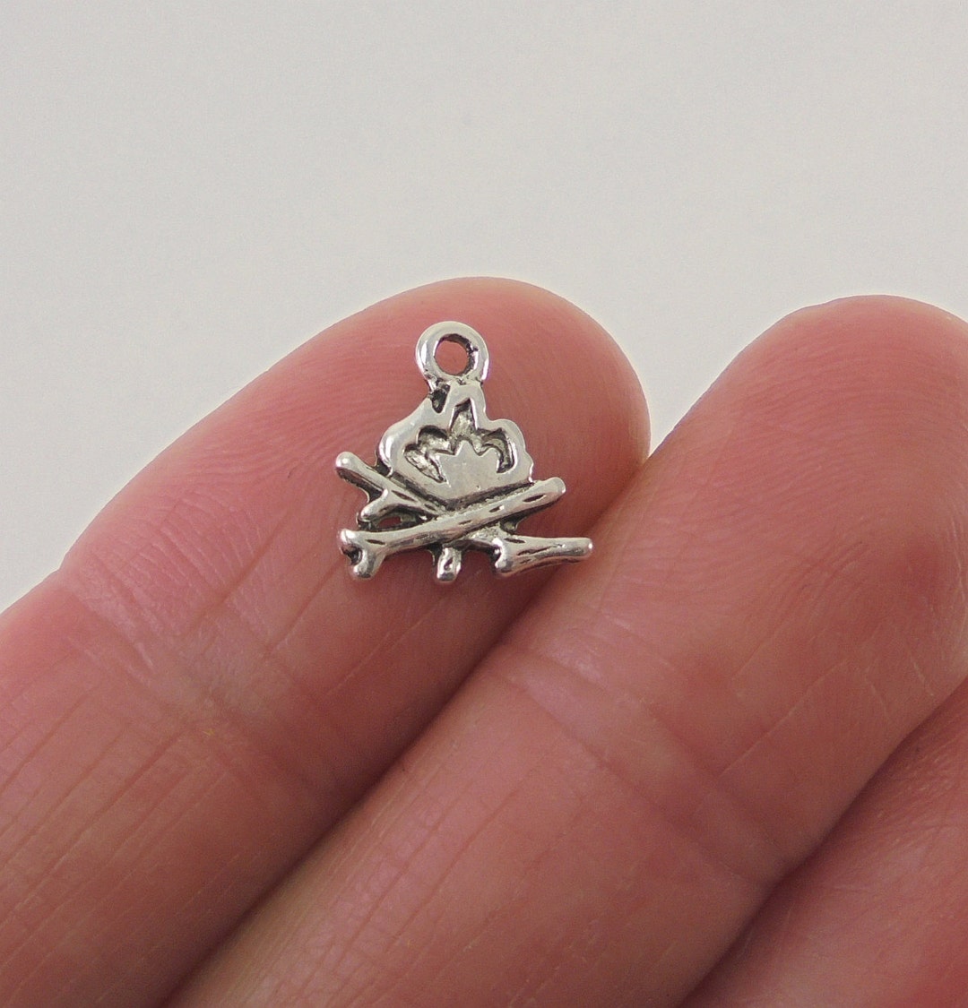 10 Campfire or Fire Charms Tiny 11x11mm Antique Silver - Etsy