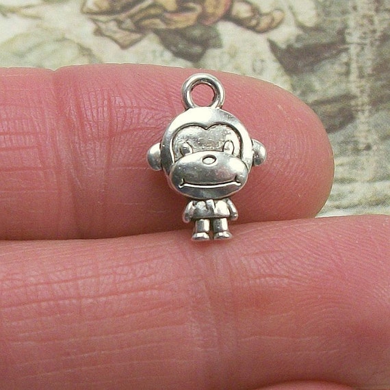 10 Monkey Charms 15x11mm Antique Silver Finish | Etsy