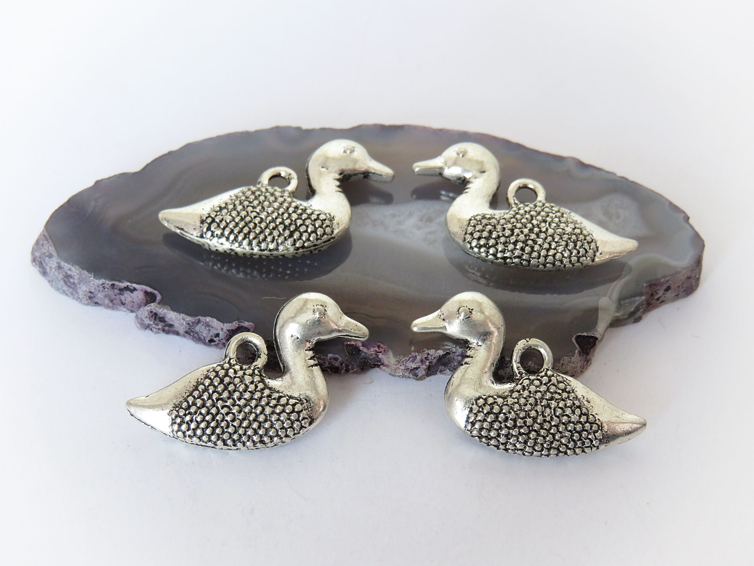 4 Duck Charms 22x16mm Antique Silver Finish - Etsy UK