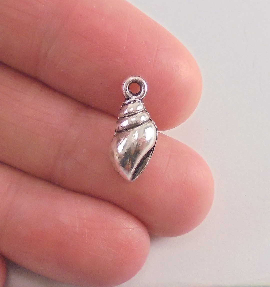12 Seashell Charms 15x6mm Antique Silver Finish - Etsy